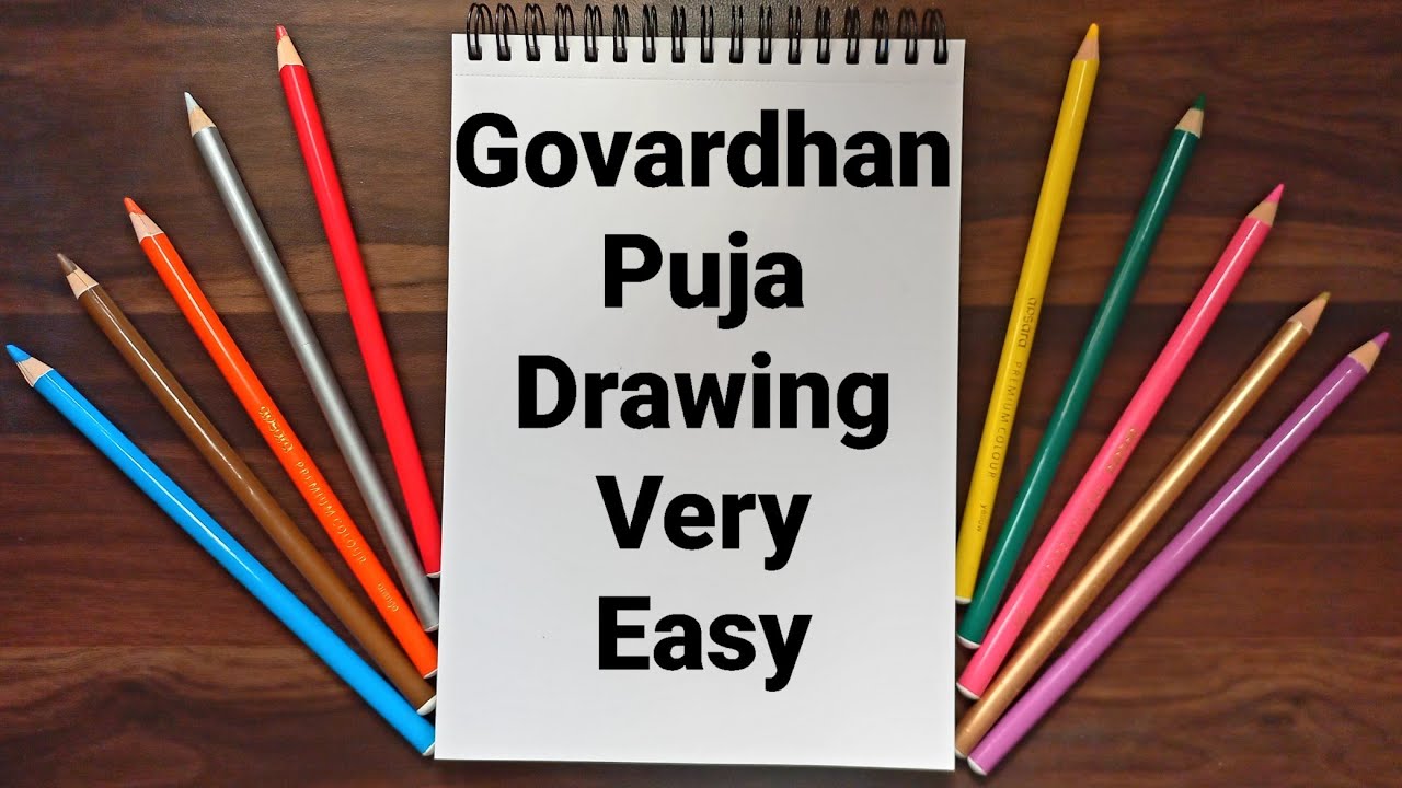 Govardhan puja drawing | pencil colour drawing | govardhan puja drawing ...