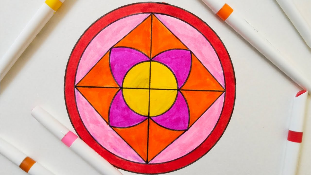 Easy and Beautiful Geometrical design in circle / Circle drawing #art # ...