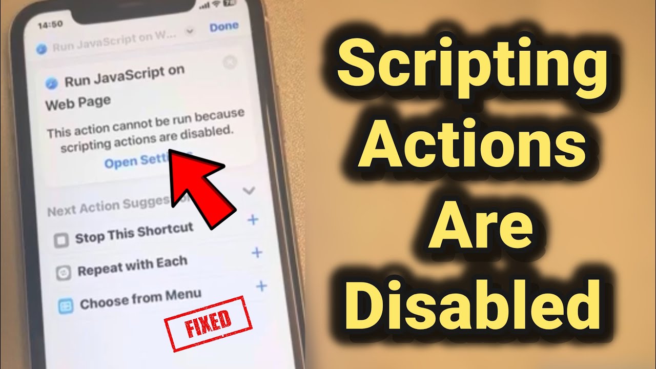Scripting Actions Are Disabled On Shortcut App Fix Youtube