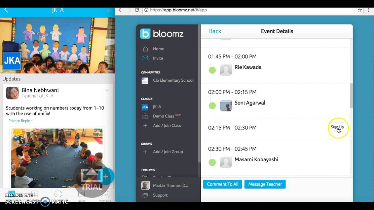 Bloomz - For Parents - Signing up for Teacher Conferences - YouTube