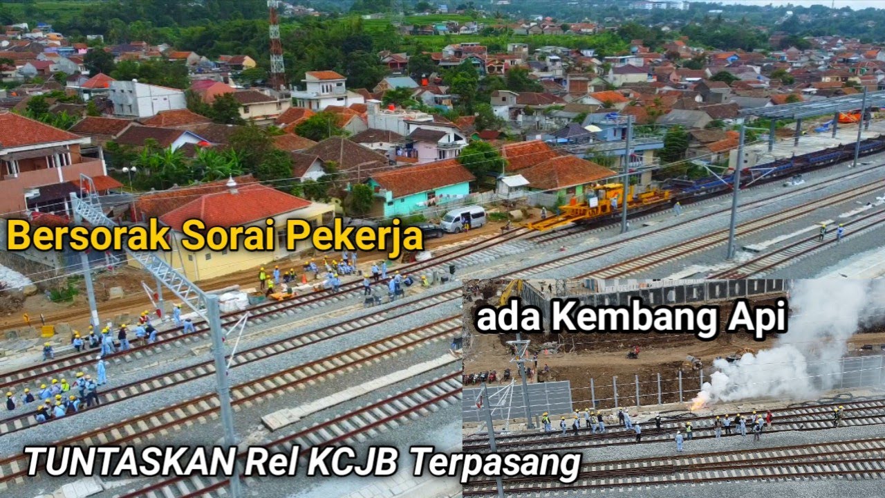 Tuntas 📍Pemasangan Rel KCJB di Stasiun Padalarang Tersambung ke Wesel ...