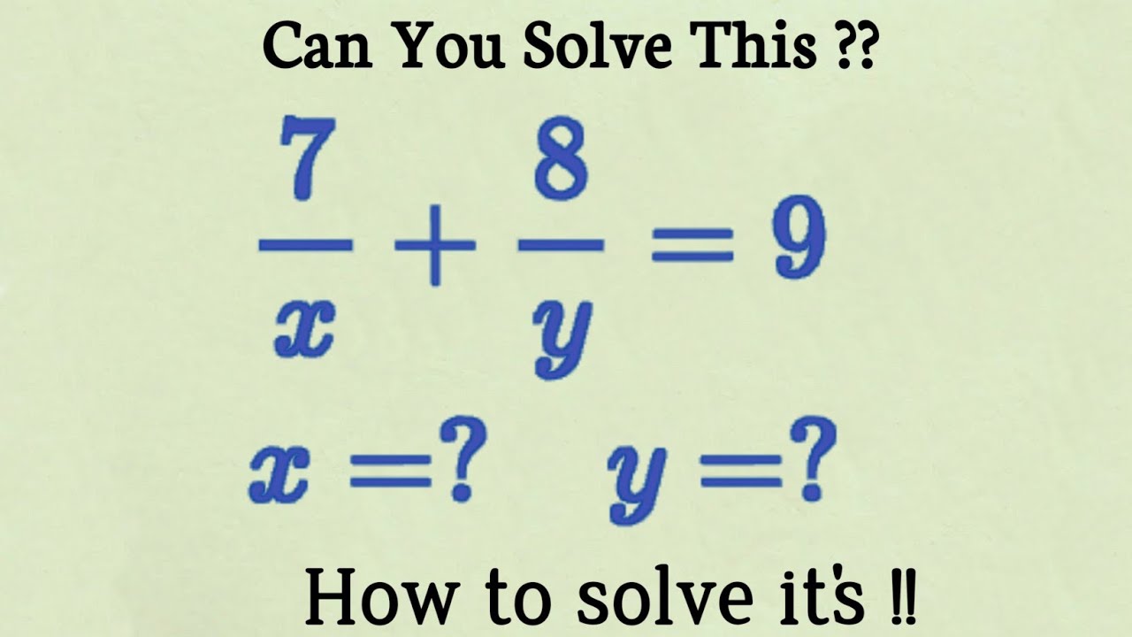 A Nice Math Olympiad Algebra Problem (x,y)=? - YouTube