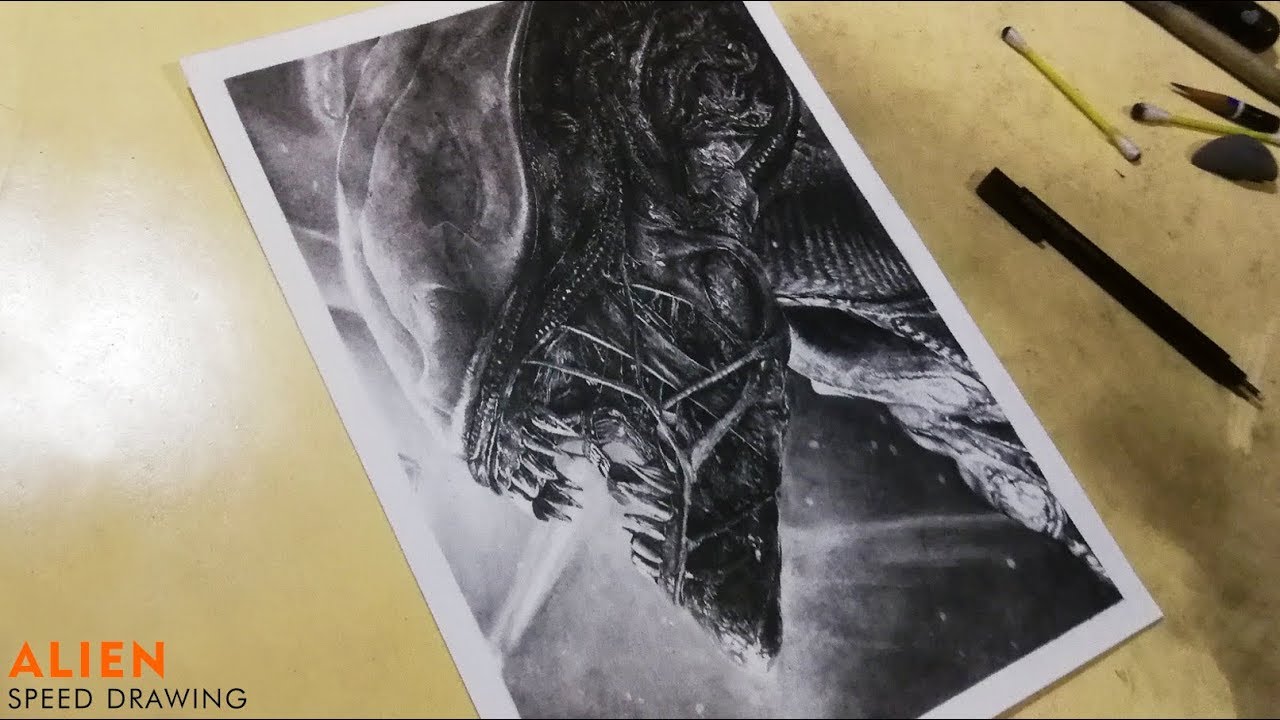 ALIEN-XENOMORPH SPEED DRAWING | El Perro CReative ARTworks - YouTube