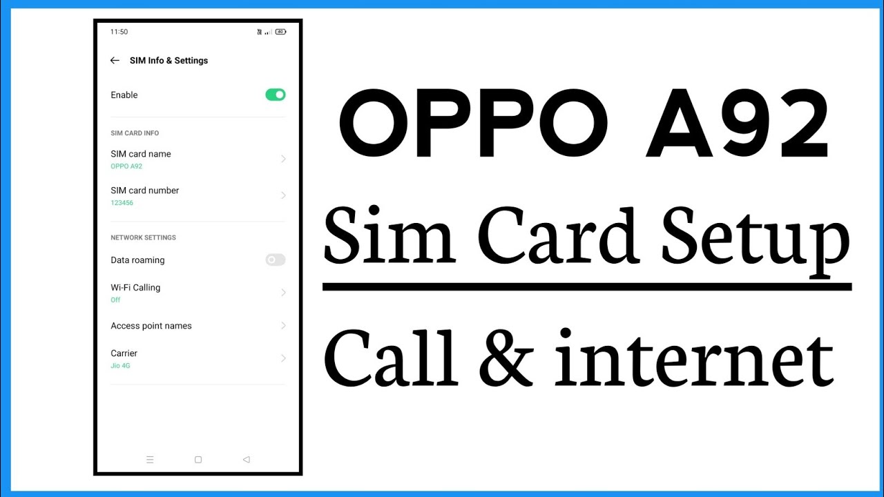 OPPO A92 Sim Card Setup Calling Setting And internet Setting - YouTube