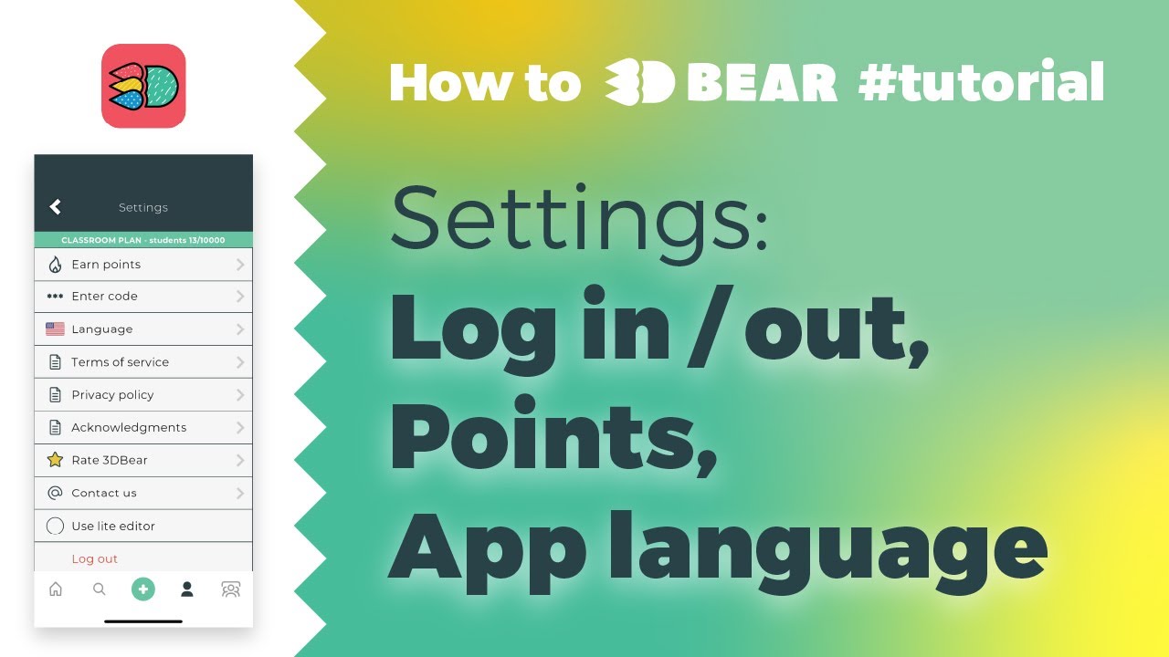 Tutorial: Settings - Log in / out, points, app language - YouTube