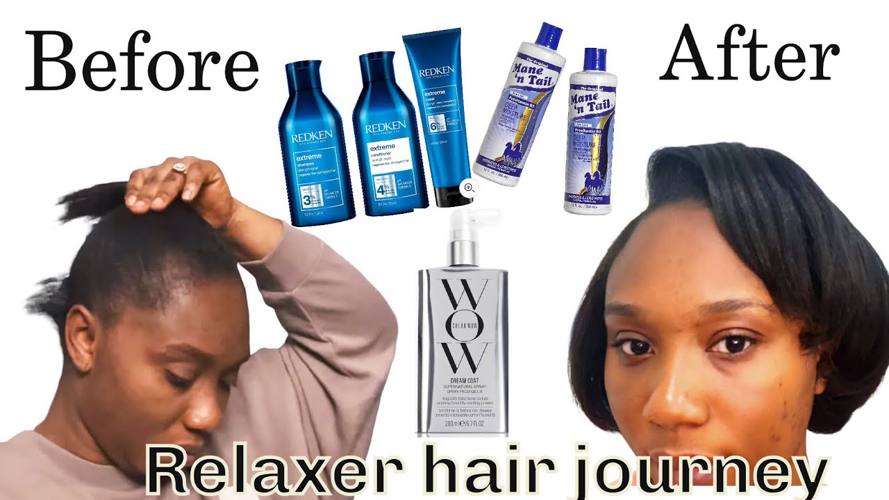 Before and after healthier Relaxed hair .Three favourite hair products ...