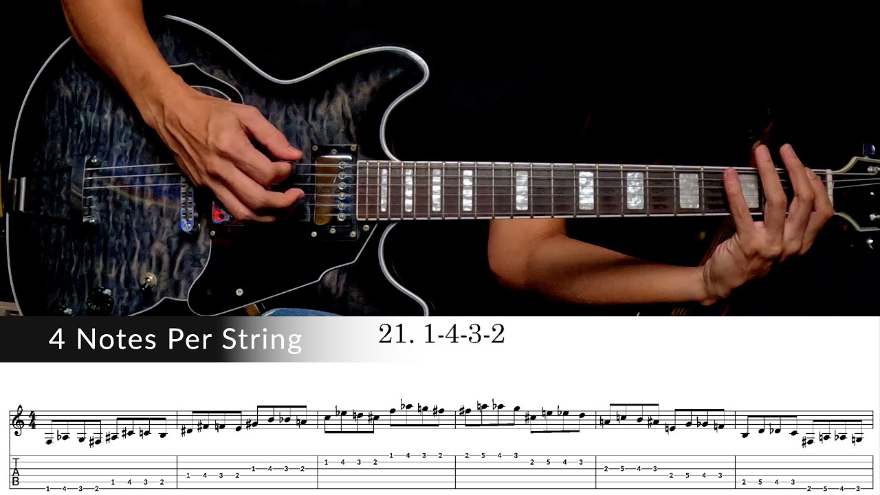 4 Notes Per String 1-4-3-2 - YouTube