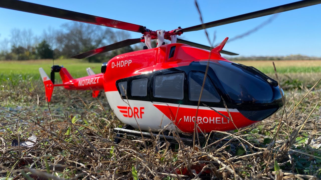 MicroHeli Scale EC-145 Fuselage For The OMP M2 Maiden Flight - YouTube
