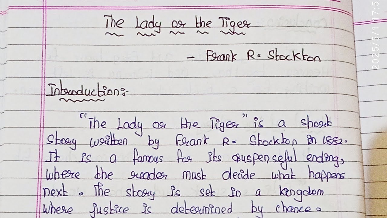 The Lady or The Tiger by Frank R. Stockton essay - YouTube