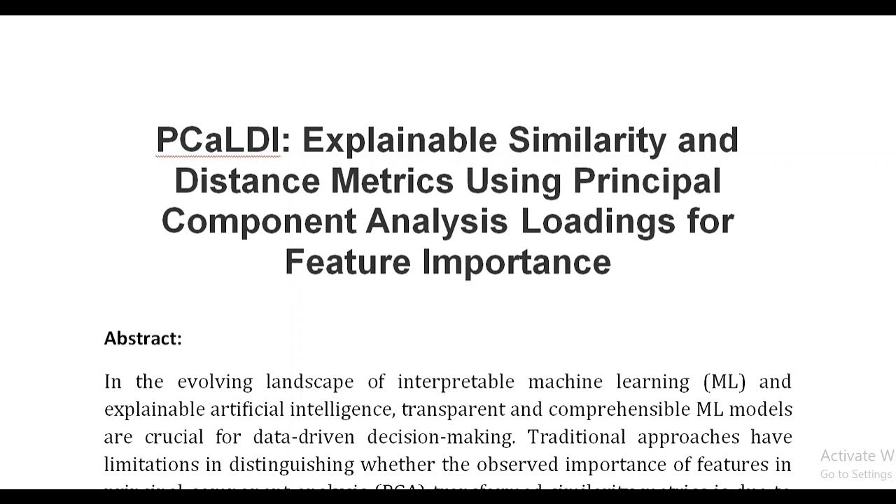 PCaLDI Explainable Similarity and Distance Metrics Using Principal Component Analysis Loadings ...