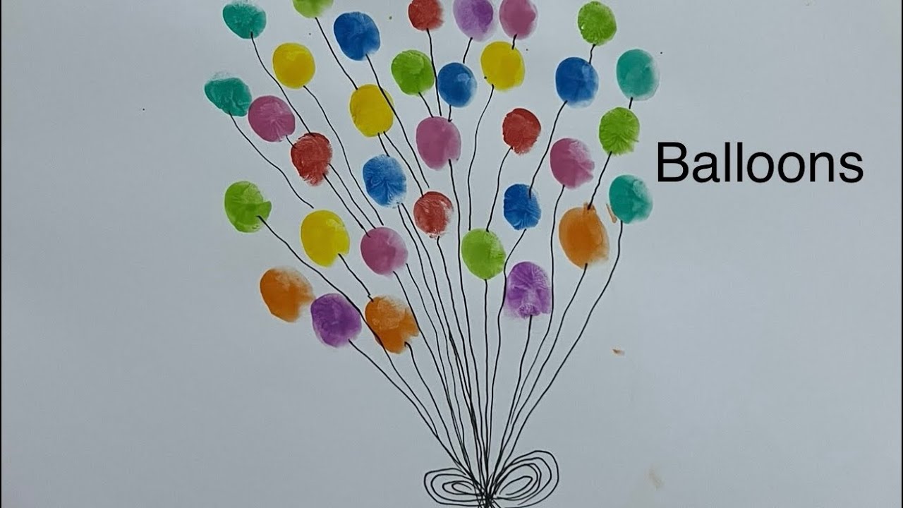 Easy Thumb Painting || Balloons Thumb Painting - YouTube