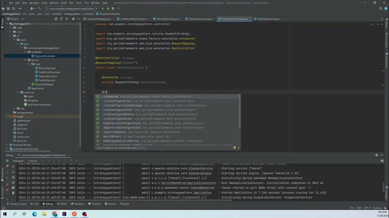 16.Apply Strategy Design Pattern in spring boot with Payment Example - YouTube