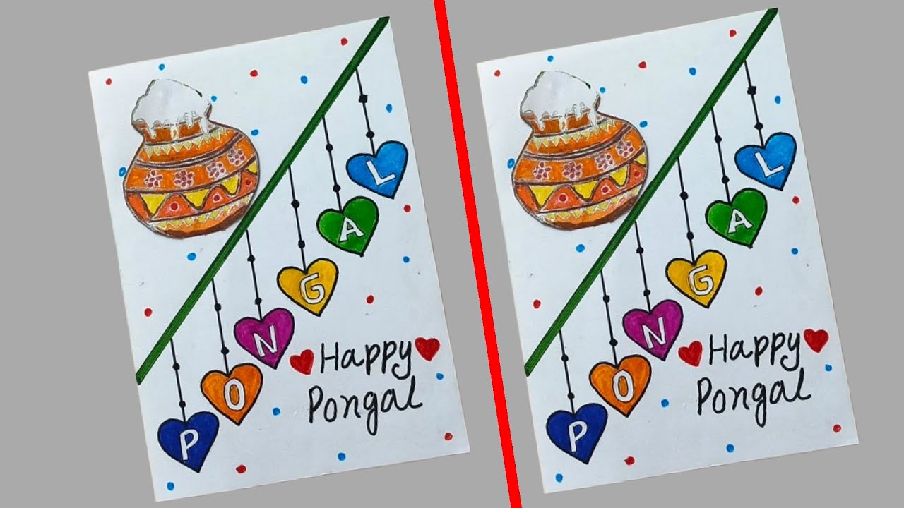 How To Make A Greeting Card For Pongal Festival | Pongal Greeting Card ...