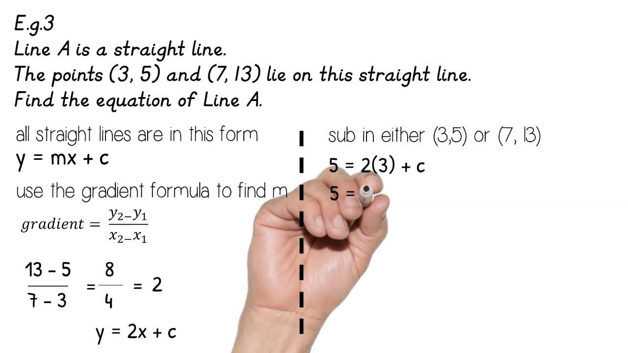 GCSE (9 - 1) Maths - Straight Line Graphs - Finding the Equation of a ...