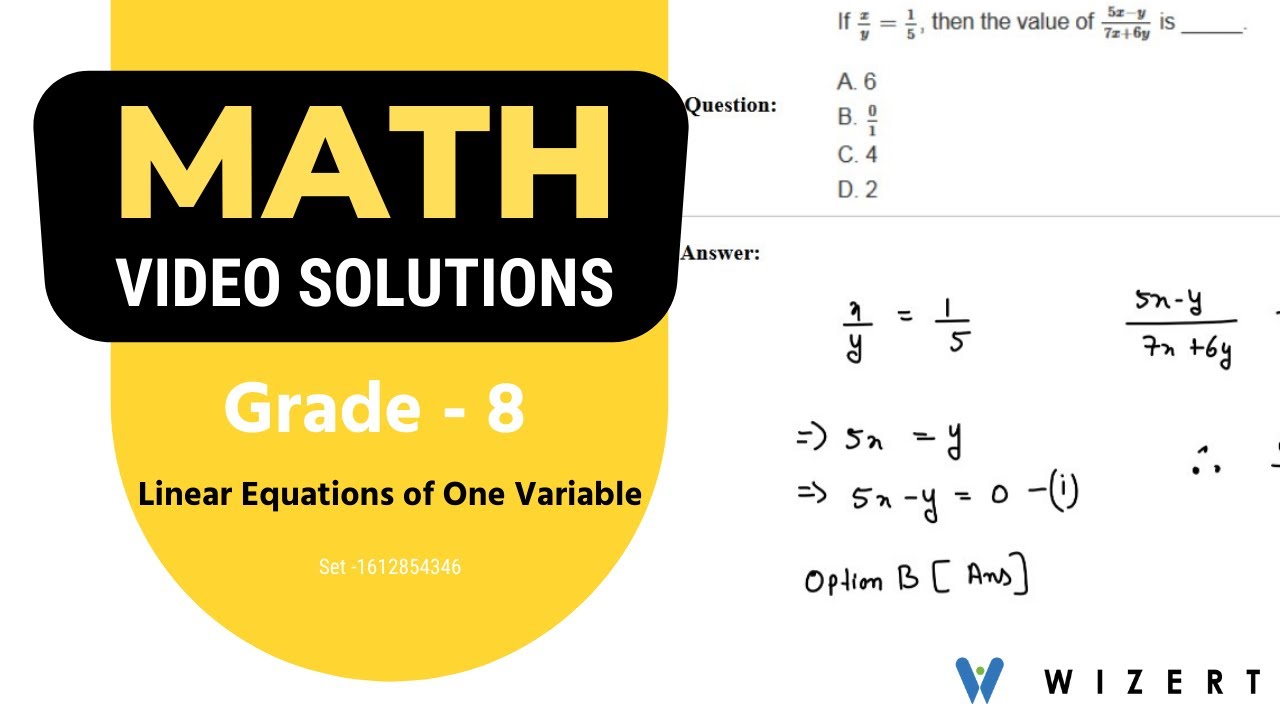 Math Linear Equations of One Variable Practice for Grade 8 - Set ...