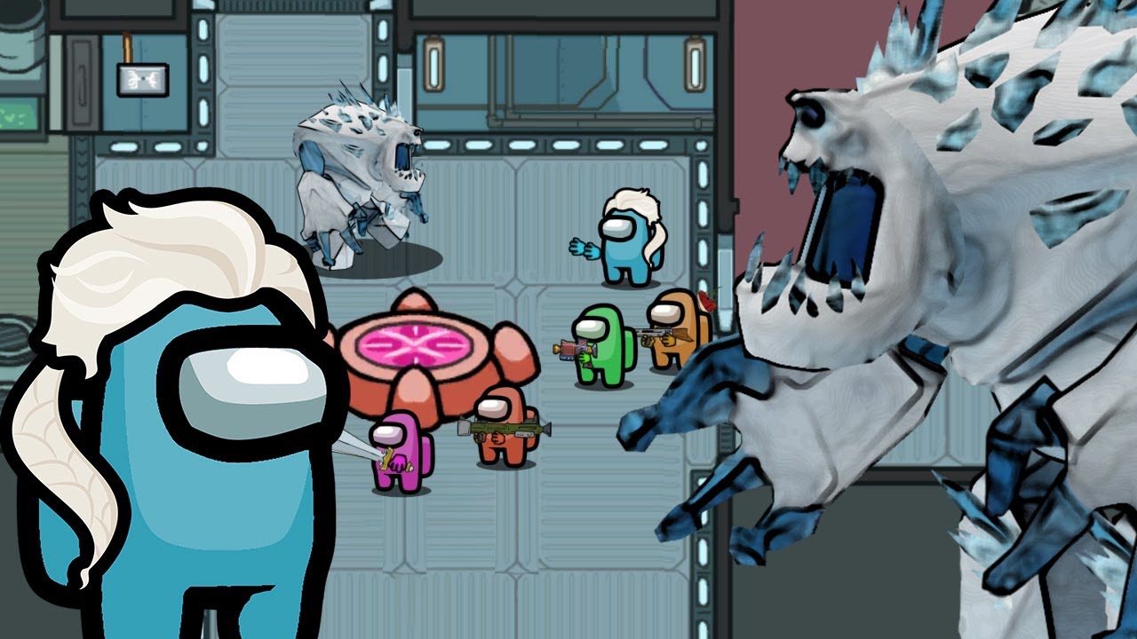 Among Us Alien Monster Boss with Elsa Marshmallow Monster - YouTube