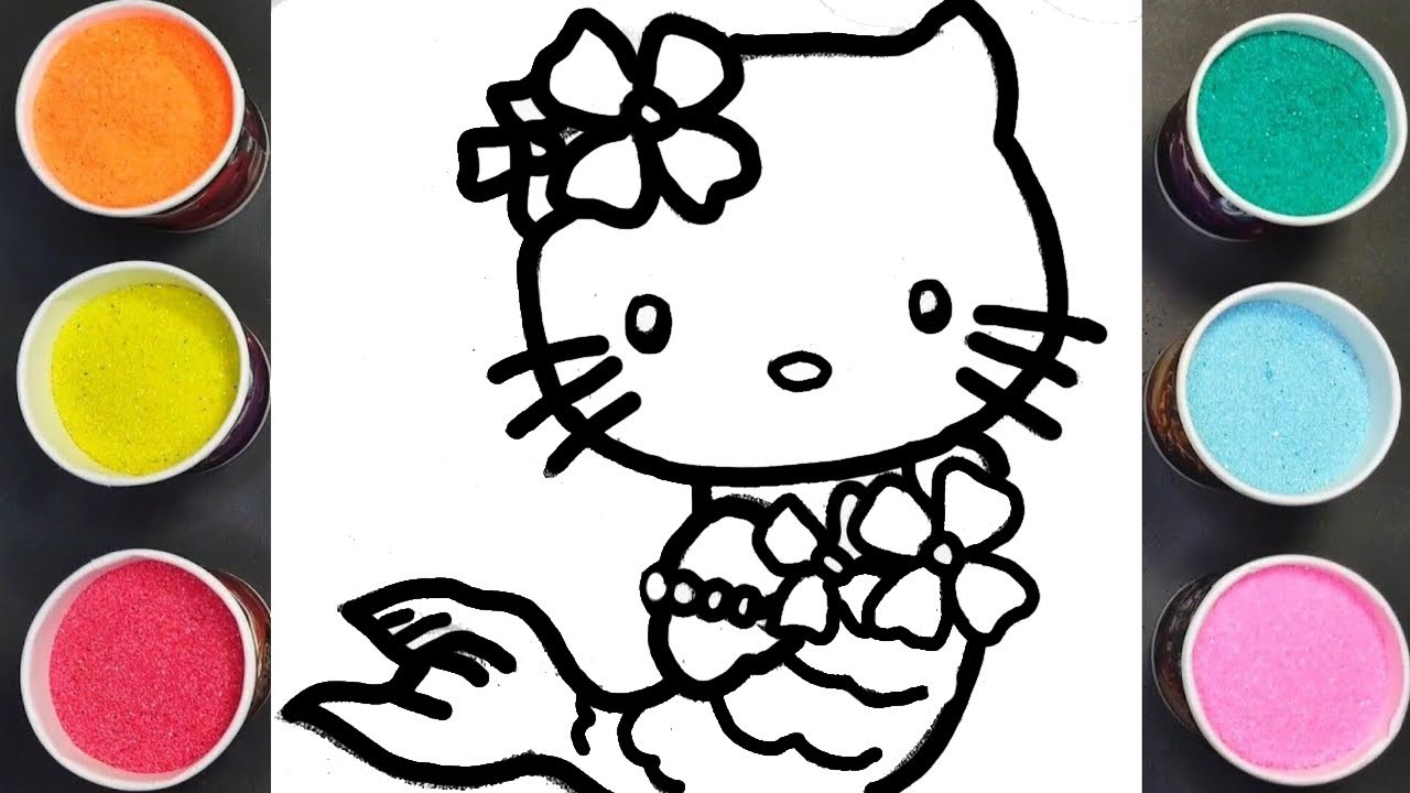 Coloring Hello Kitty Mermaid Sand Painting | Mewarnai Hello Kitty Pasir ...