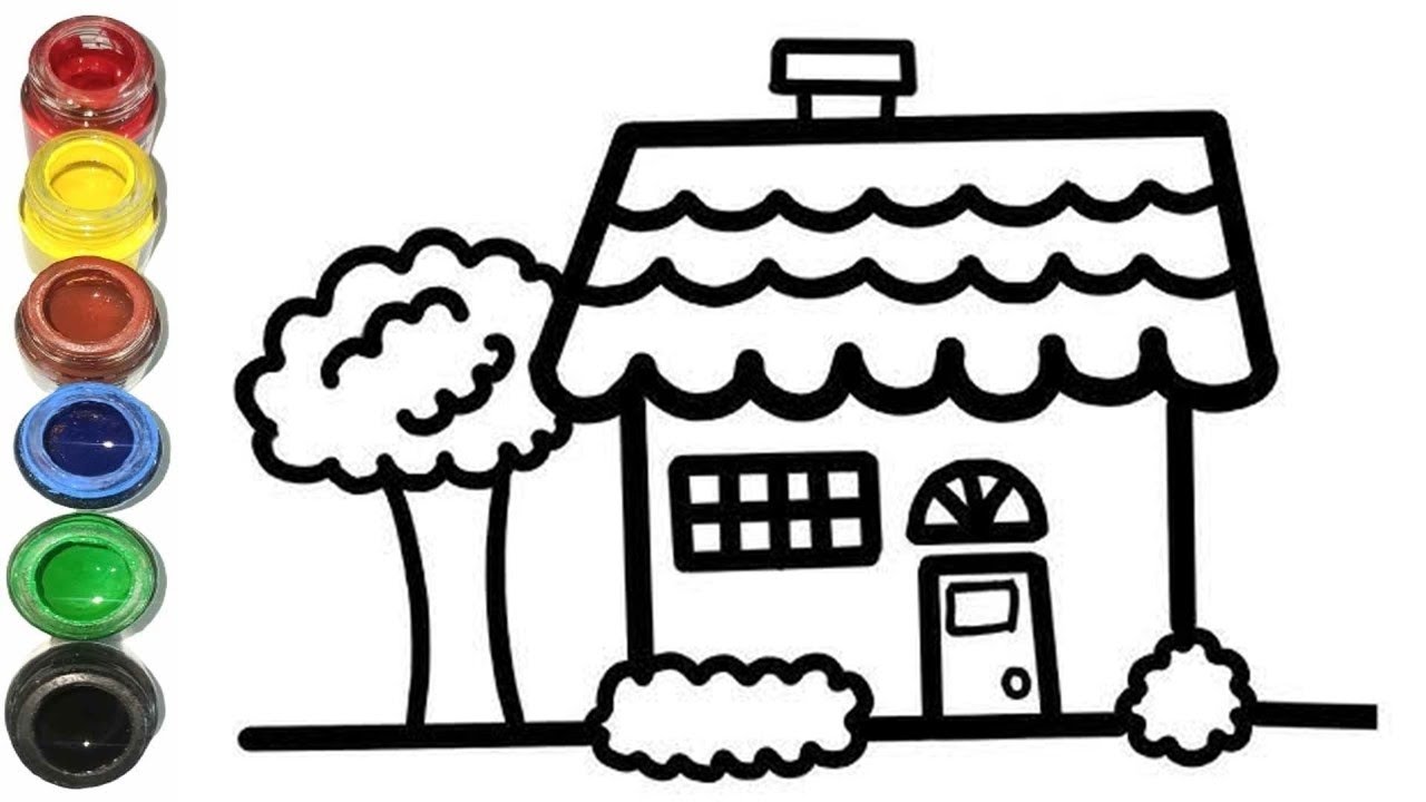 How To Draw Cute House Drawing, Painting & Coloring For Kids And ...