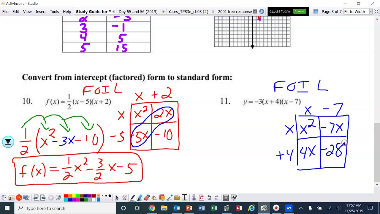 Advanced Algebra Ch 4 2 Study Guide - YouTube