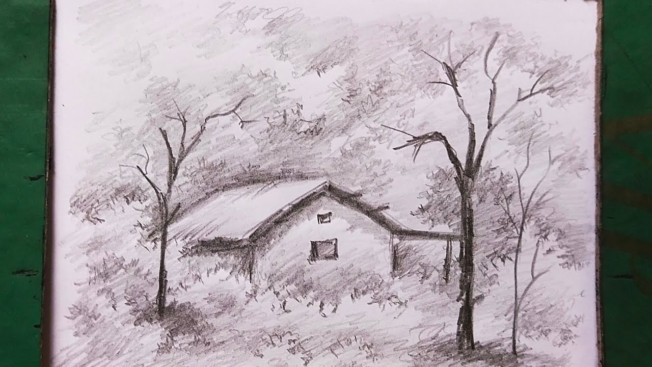 East beautiful scenery drawing for beginner's step by step landscape ...