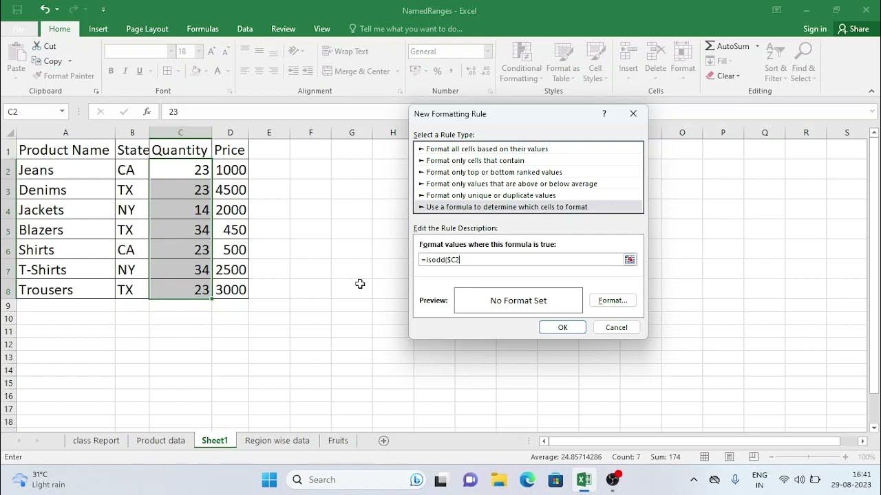 Conditional formatting using Formula - YouTube