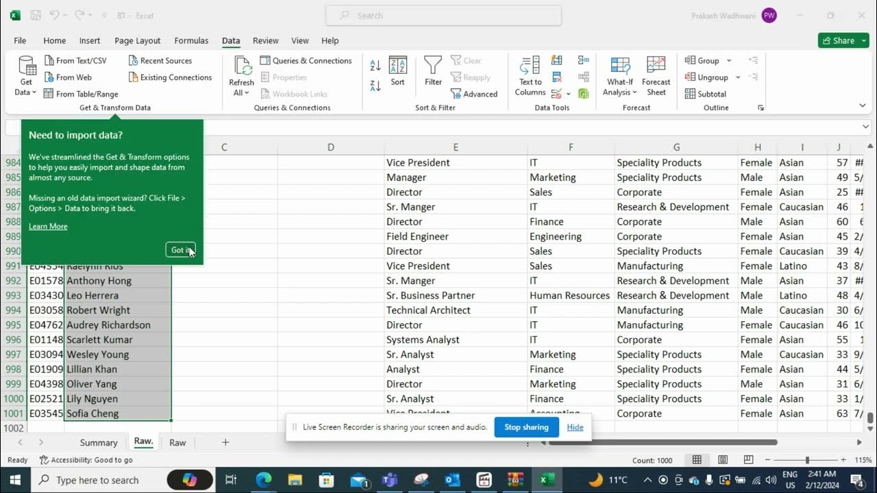 How to Separate First and Last Name in Microsoft Excel - YouTube
