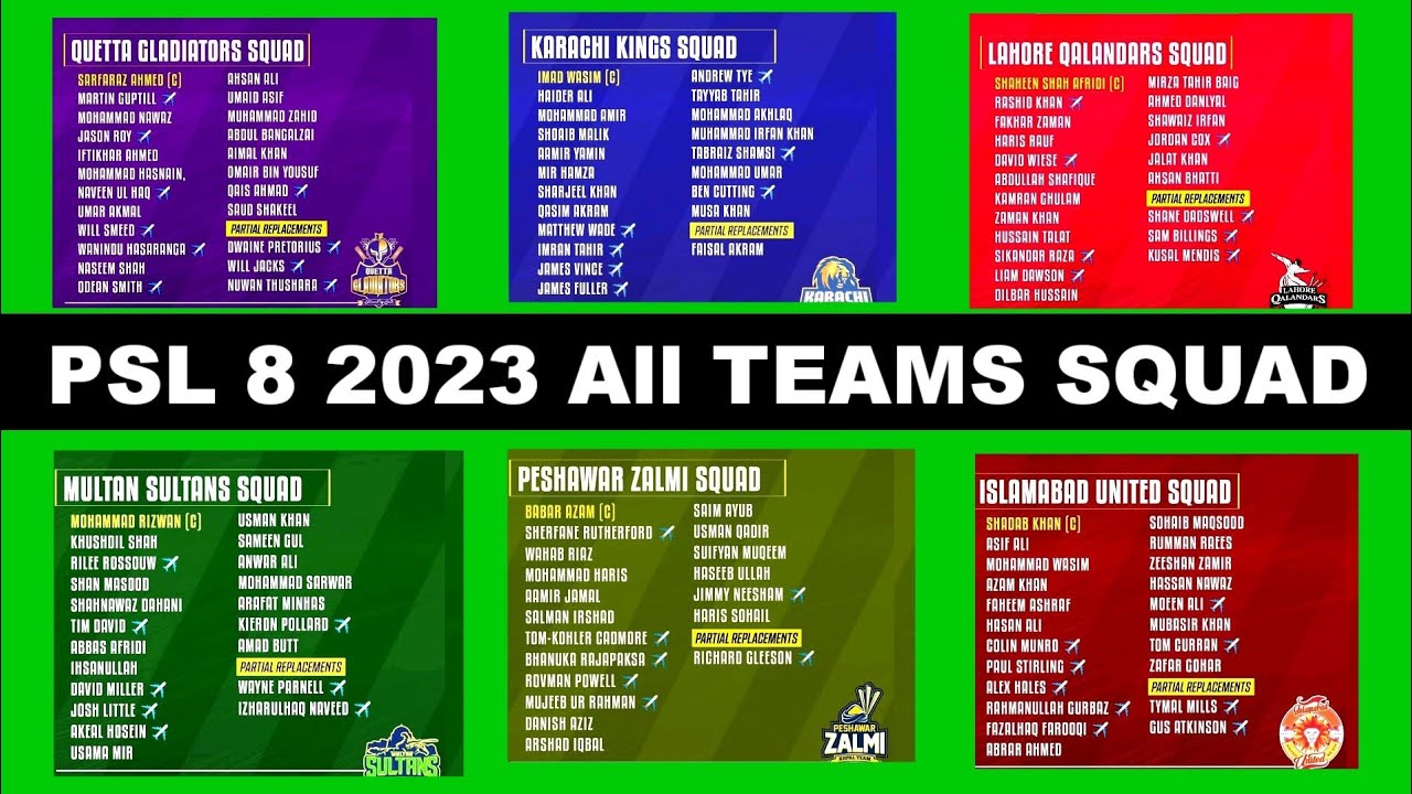 PSL 8 2023 | All teams Squad | PSL Eight latest news - YouTube