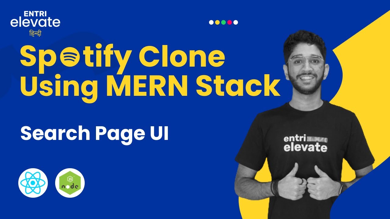Spotify Clone Using MERN Stack | Search Page UI | #45 | Entri Elevate Hindi - YouTube