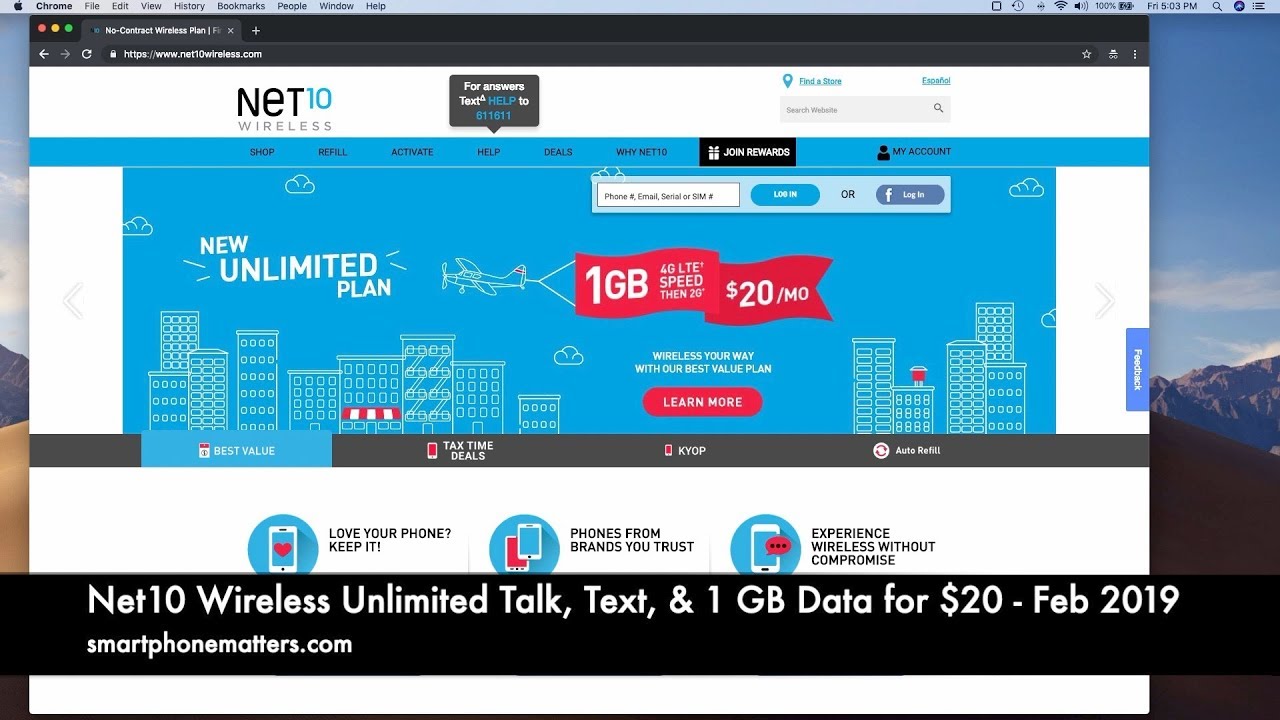Net10 Wireless Unlimited Talk, Text, & 1 GB Data for $20 - Feb 2019 ...