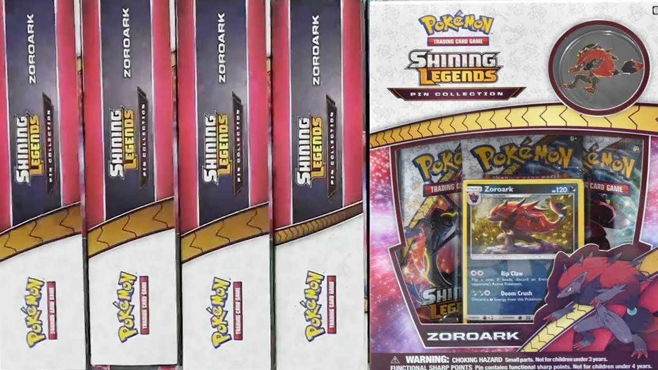 Opening 7x Zoroark Shining Legends Pin Collection Boxes - YouTube