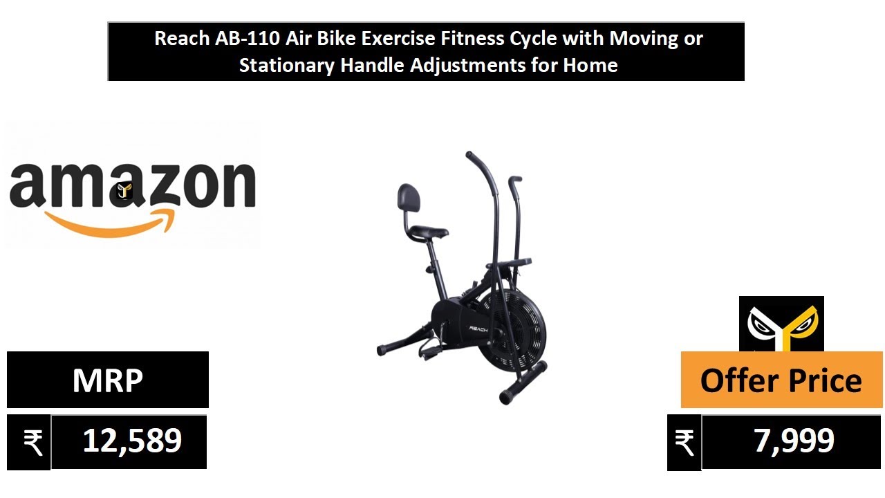 Reach AB 110 Air Bike Exercise Fitness Cycle with Moving or Stationary ...