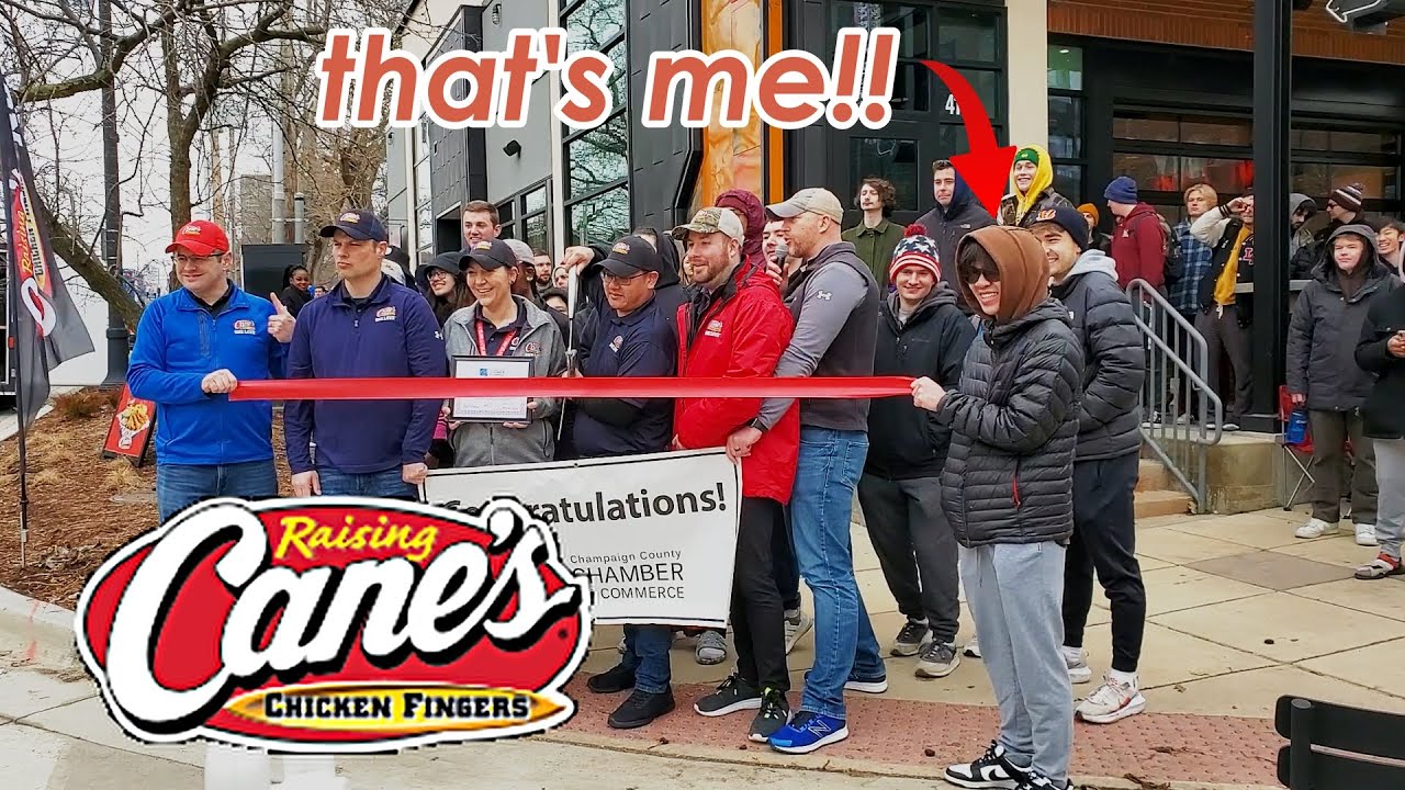 I Held the Raising Cane's Grand Opening Ribbon | Urbana Champaign - YouTube