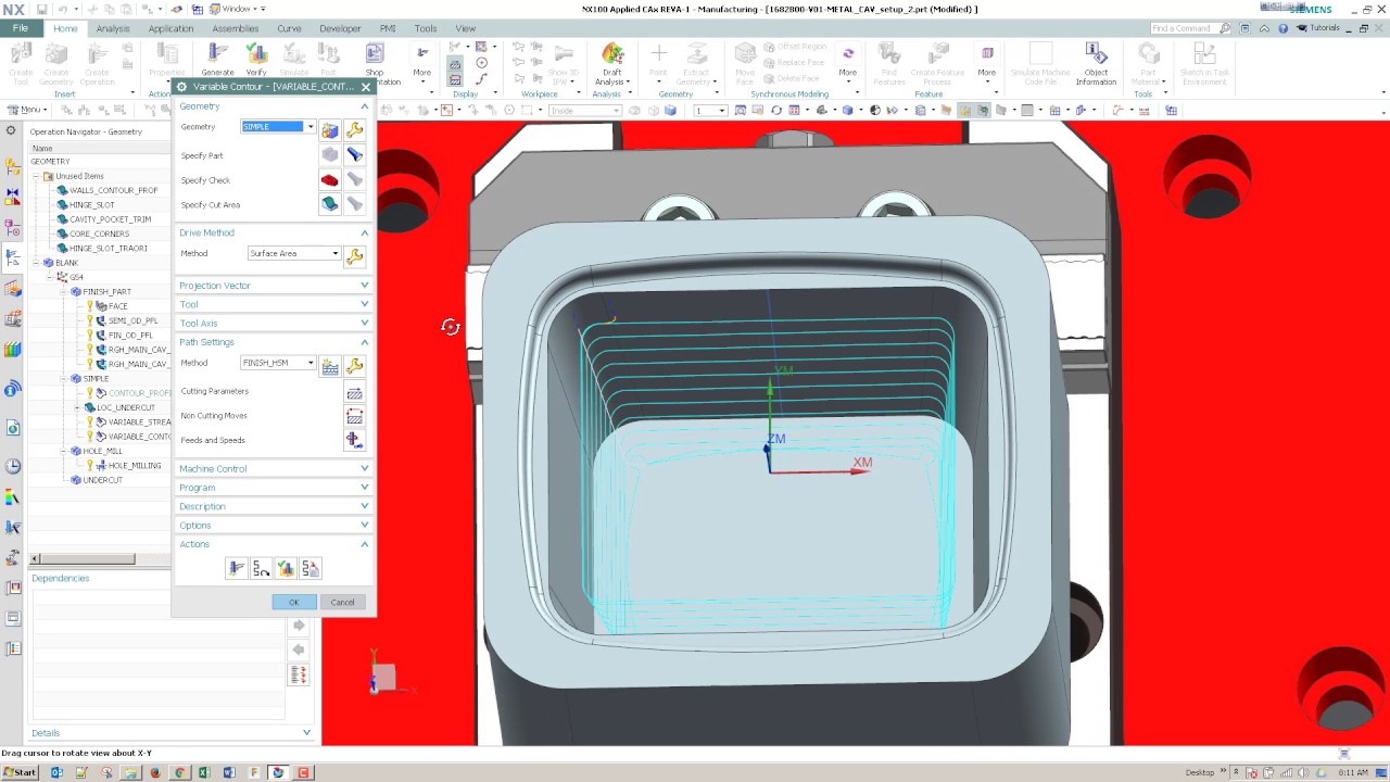 Siemens NX10 5axis Variable Surface Area Toolpath - YouTube