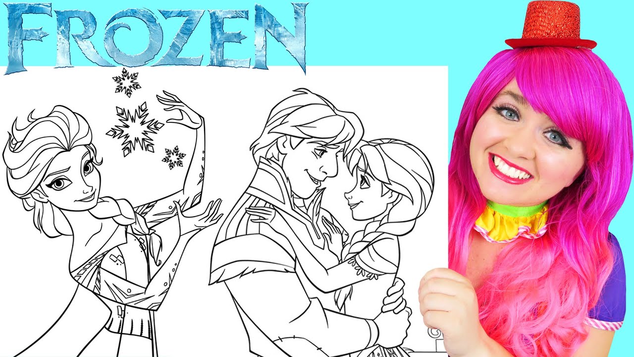 Coloring Frozen Elsa, Anna & Kristoff | Pencils & Crayons - YouTube