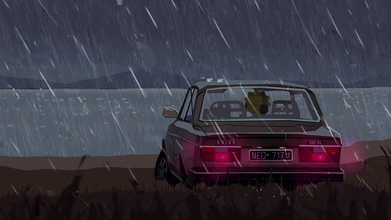 Lofi - it's raining and you're listening to chill lofi in your car ...