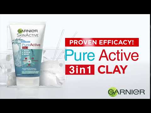 Garnier Pure Active Clay 3 IN 1 Wash, Scrub & Mask