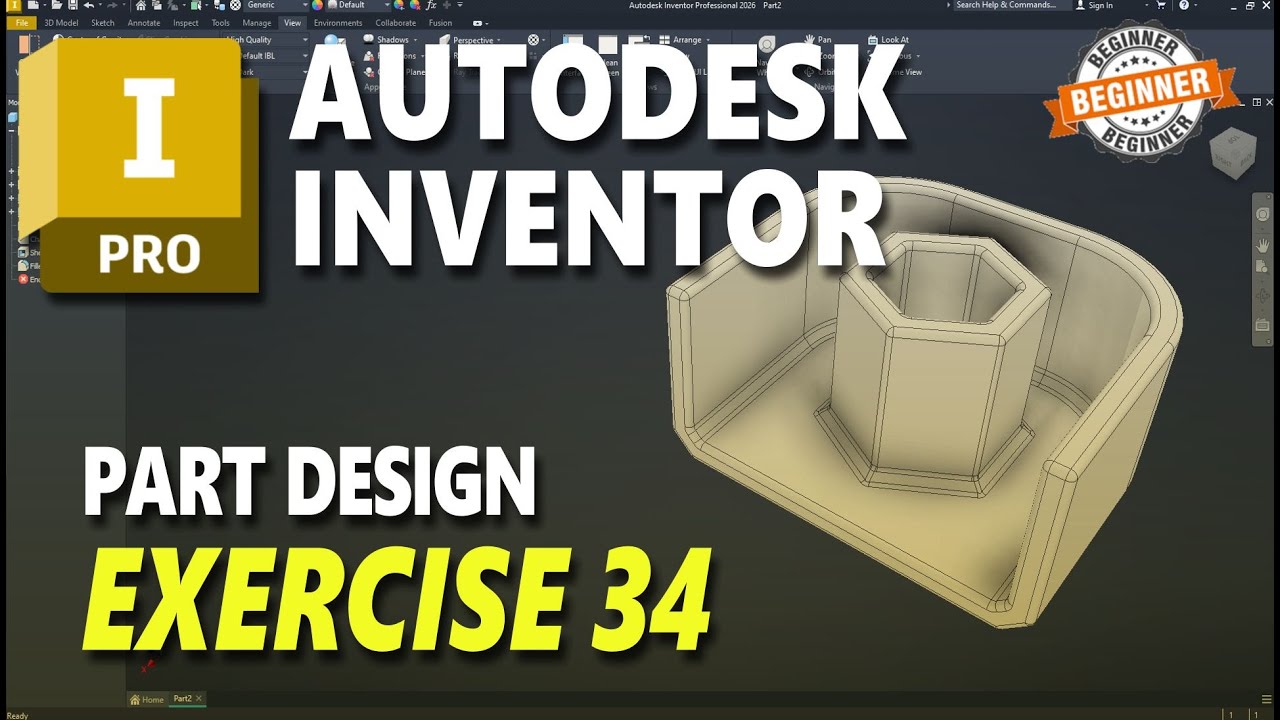 Exercise 34 Autodesk Inventor Part Design Tutorial For Beginner - YouTube