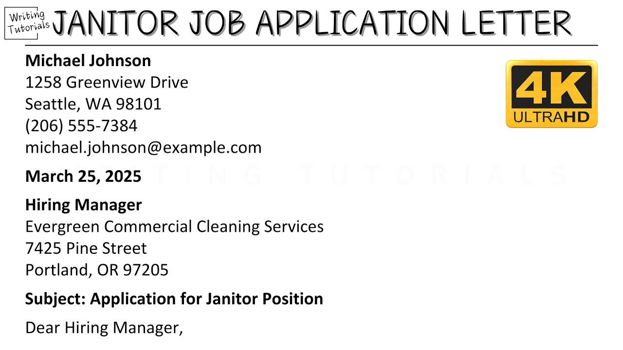 How To Write Janitor Job Application Letter Steps Guide | Writing ...