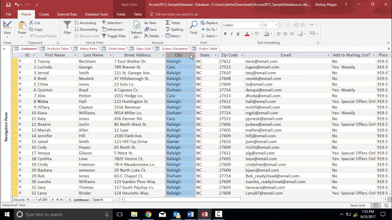 Ms Access 2016 Sort And Filter Records Youtube 5642