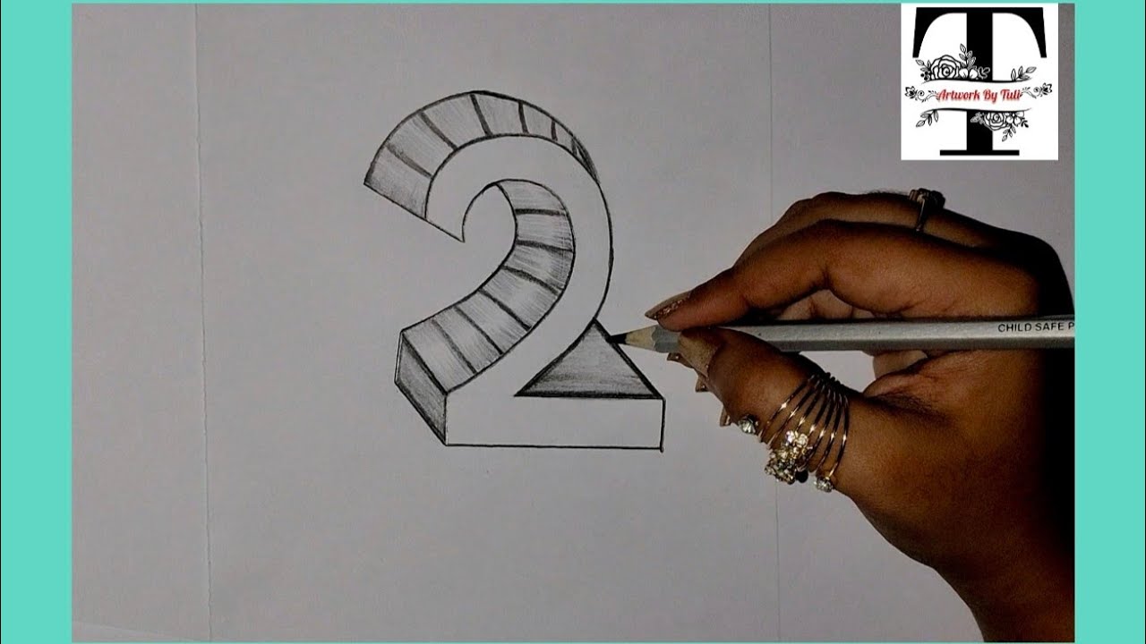 How to Draw 3D Number -2 || 3D Number Drawing Tutorial - YouTube
