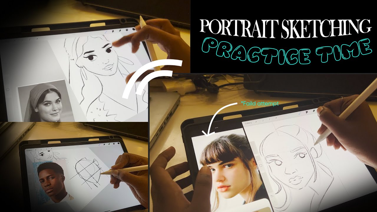 Portrait Sketching in Procreate | Practice Portraits #digitalart #procreate #portrait - YouTube