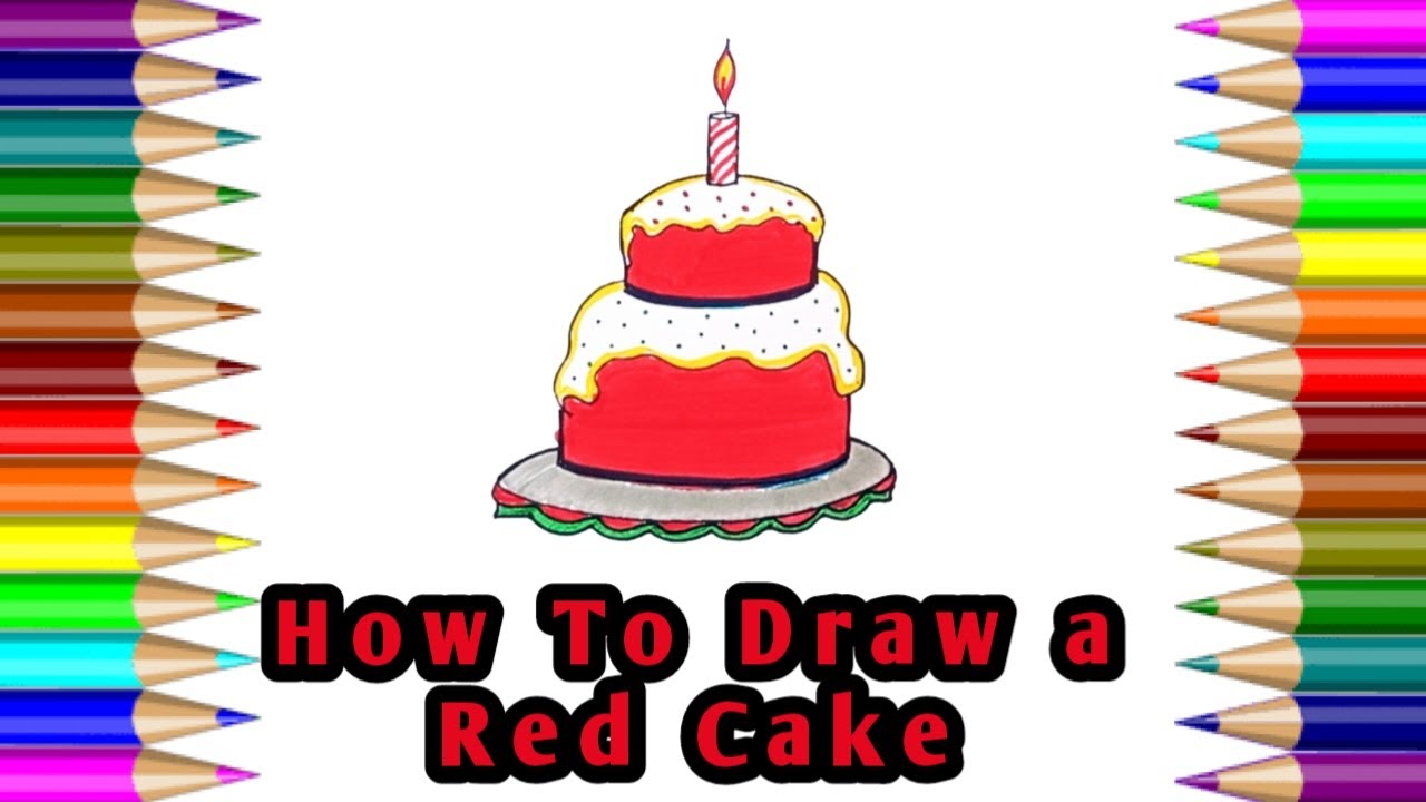 How To Draw a Red Cake | Cake Drawing Easy - YouTube