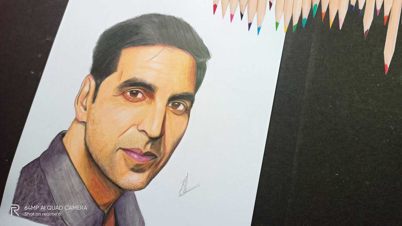 Akshay Kumar Colour pencil sketch | Timelapse | Color pencil Realistic ...