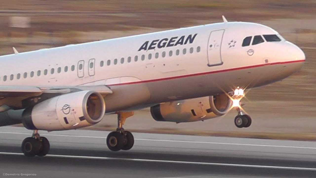 Aegean A320-232 Smooth Evening Takeoff from Larnaca-Peaceful Plane ...