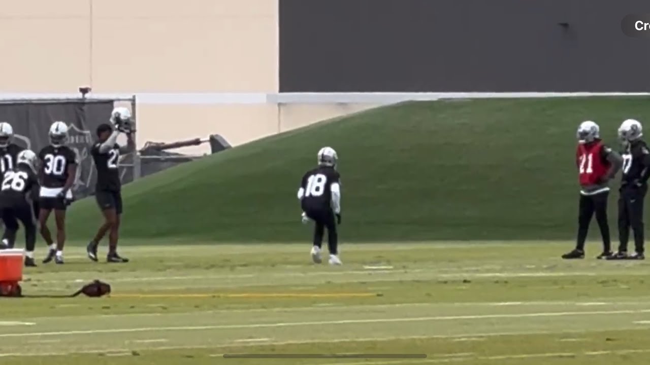 JACK JONES FIRST-LOOK AT COVERAGE SKILLS AS A RAIDER; PRACTICES PICKING ...