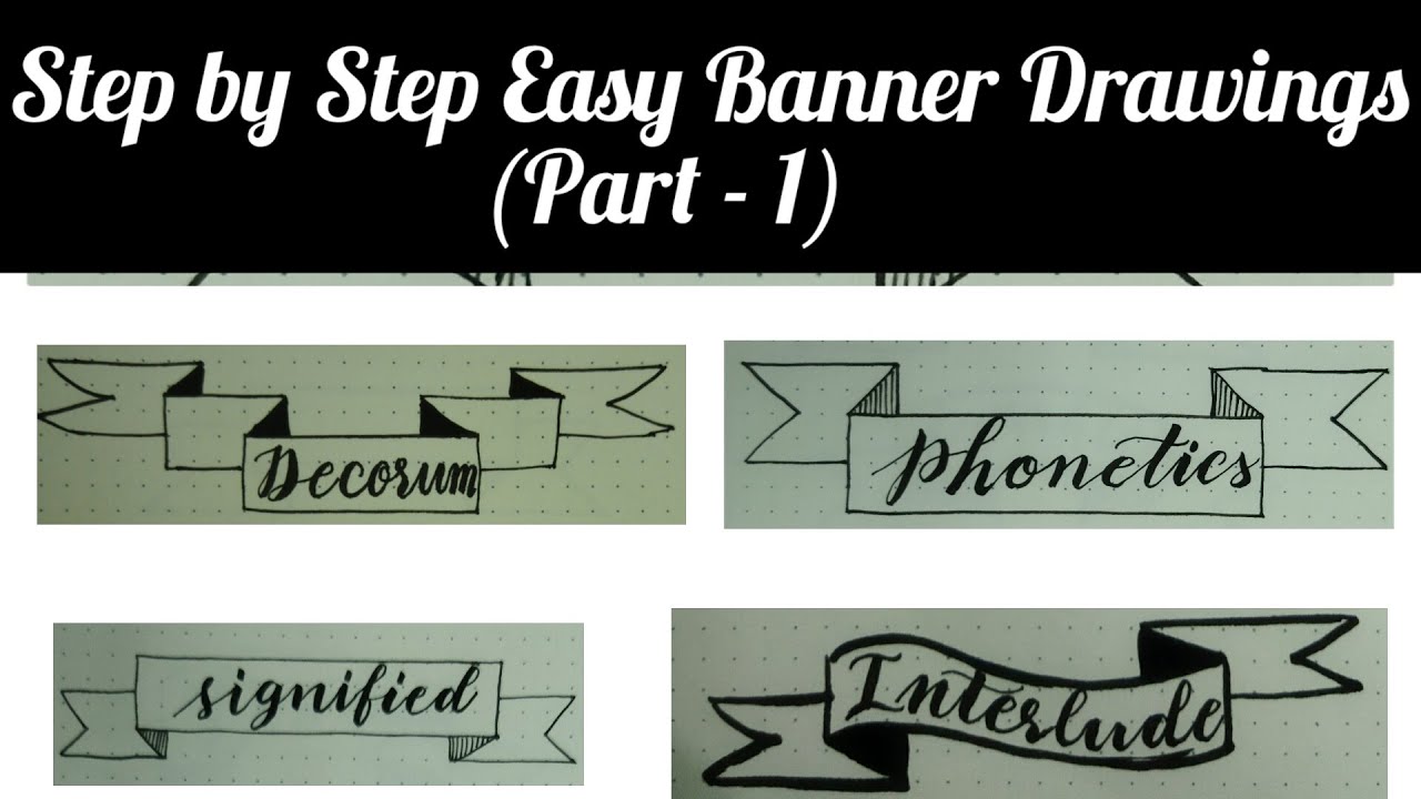 How to Draw Easy Banners/Ribbons - YouTube