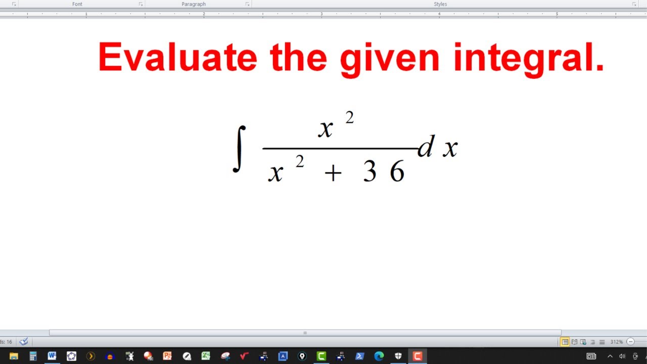 The Integral Of X 2 x 2 36 YouTube