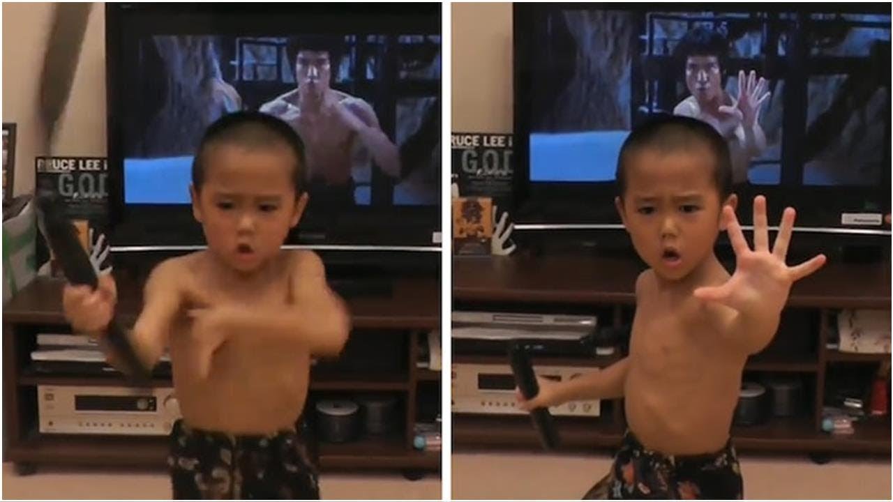 Little Kid Matches Bruce Lee's Nunchuck Moves, Kung Fu Prodigy in ...
