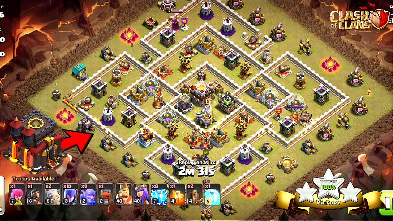 TH11 MAX BASE 3 STAR BY TH10 ARMY IN CLASH OF CLANS - YouTube