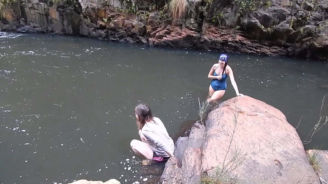 Rapids Trail. Taking an icy cold dip. Will she or won't she? - YouTube